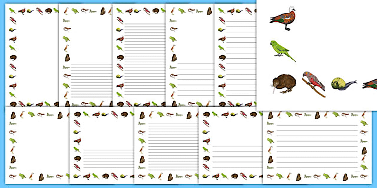 Black and White New Zealand Animal Page Borders - Twinkl