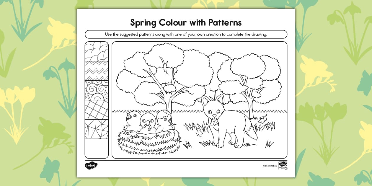 Spring Colour with Patterns Activity (teacher made) - Twinkl