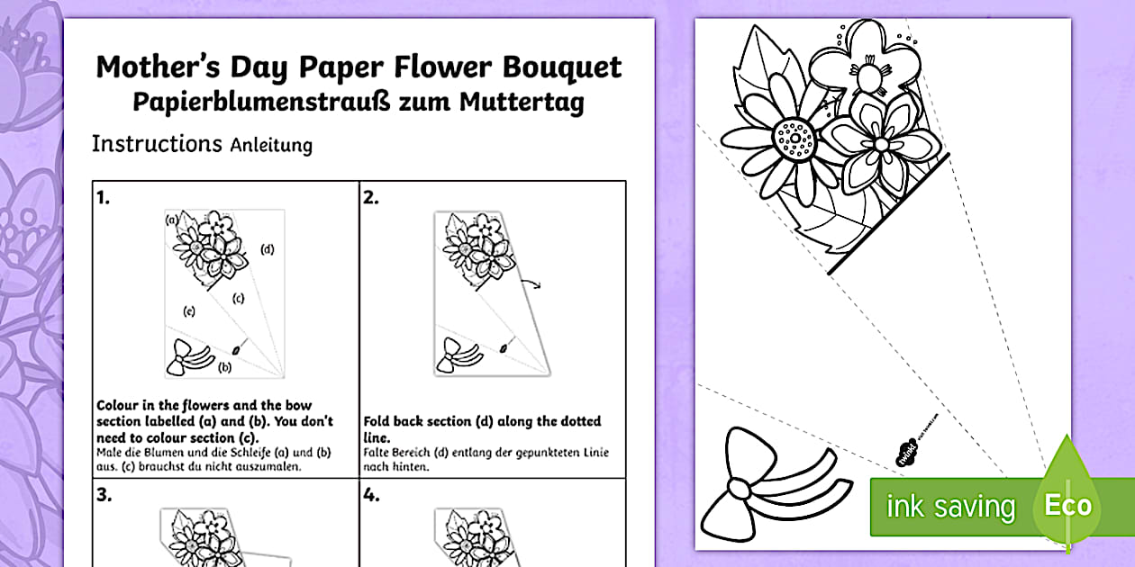 Mother's Day Paper Flower Bouquet Craft Instructions English/German