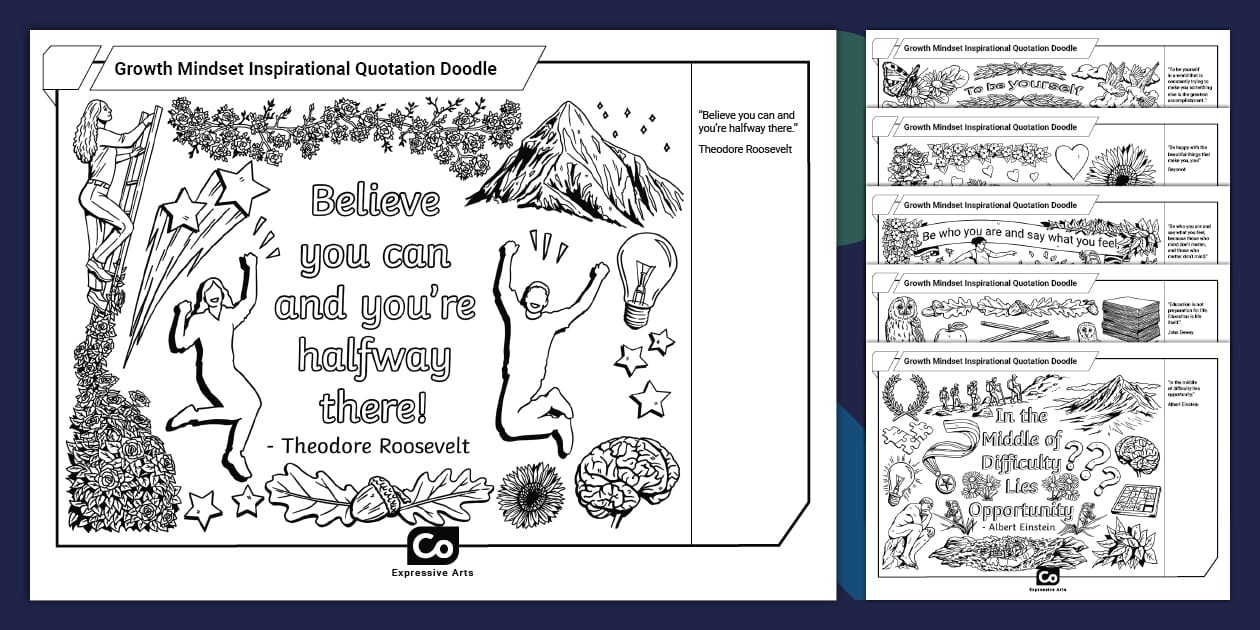 Growth Mindset Inspirational Quotation Doodles - Twinkl