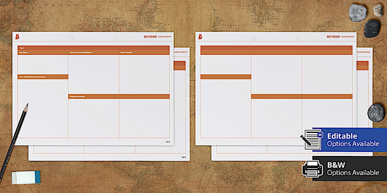 GCSE Geography Knowledge Organiser Template - Twinkl