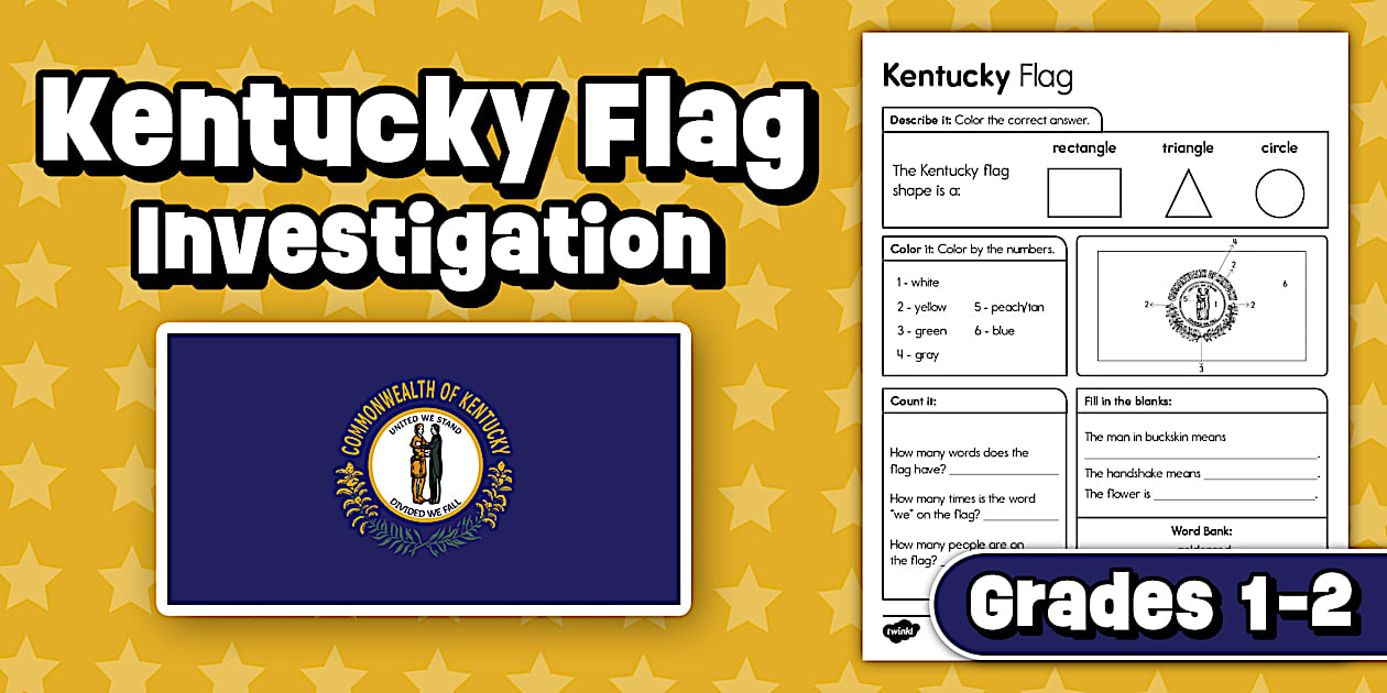 Kentucky Flag Investigation Worksheet for 1st-2nd Grade