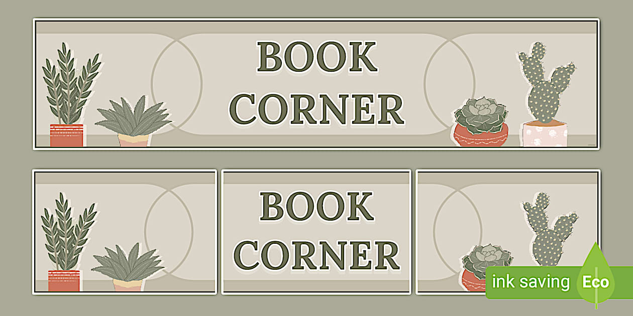 Succulents-Themed Book Corner Display Banner (Teacher-Made)