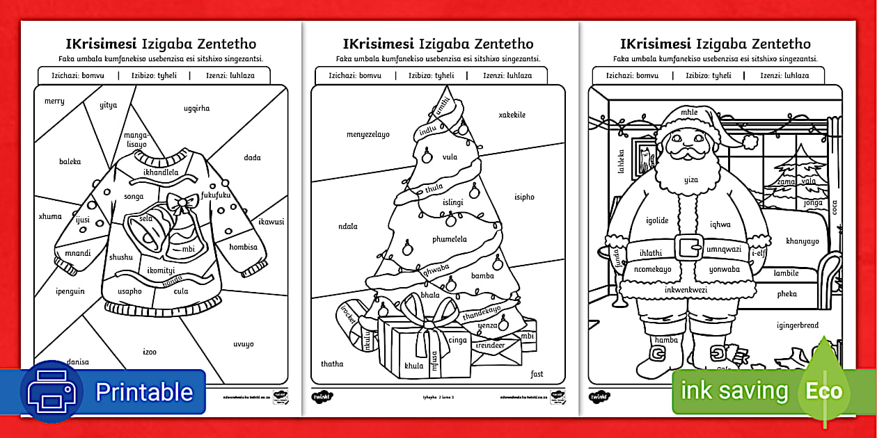 IKrisimesi Izigaba Zentetho Colouring (teacher made)