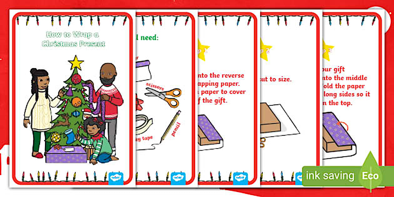 Editable How to Wrap a Christmas Present Display Posters