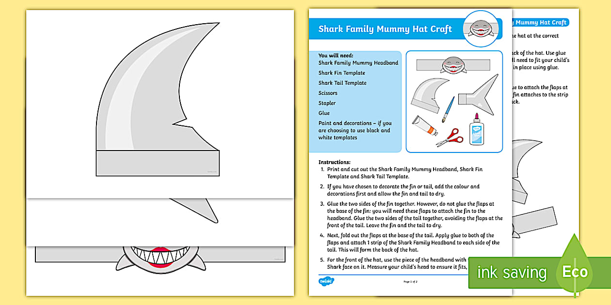 Shark Family Mummy Hat Craft Instructions (Teacher-Made)