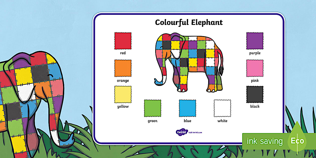 Colour Word Mat to Support Teaching on Elmer (teacher made)