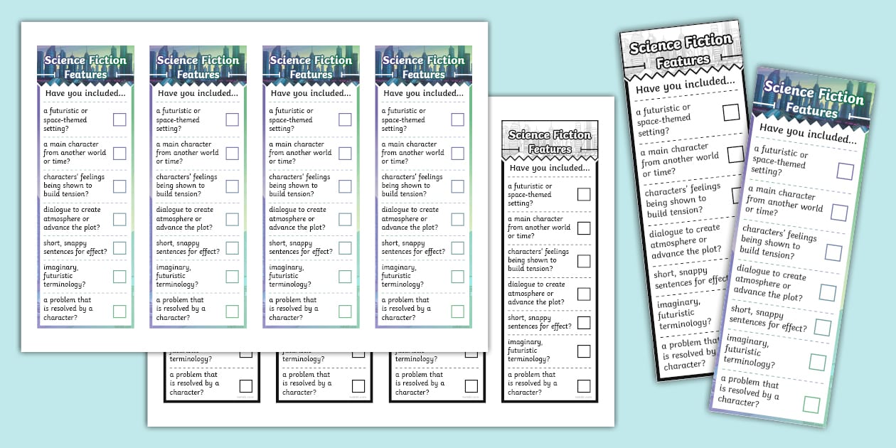 Science Fiction Features Bookmark Checklists (teacher made)