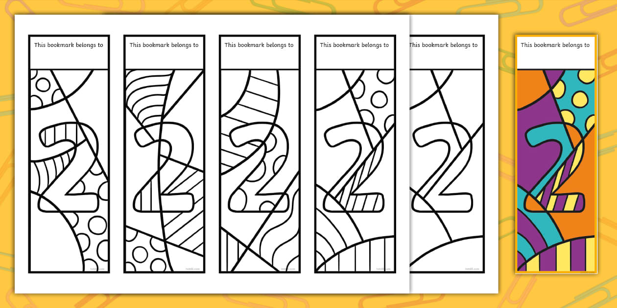 Primary 2 Pop Art Colouring Bookmarks (teacher made)