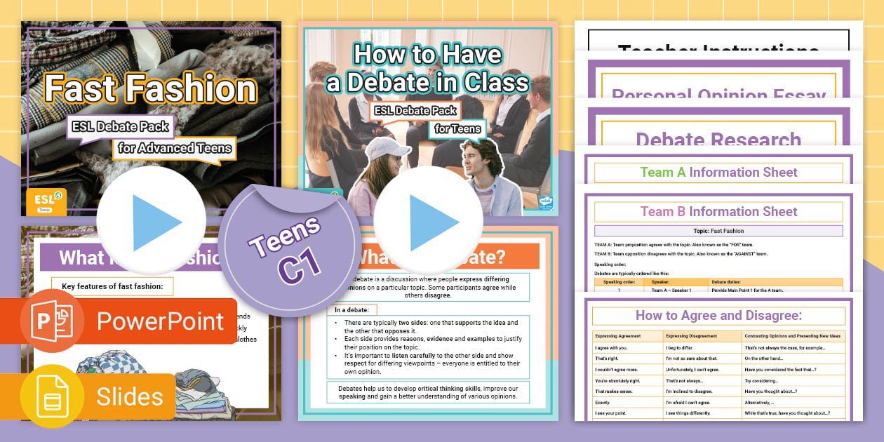 ESL Debate Pack: Fast Fashion [Teens, C1] - Twinkl