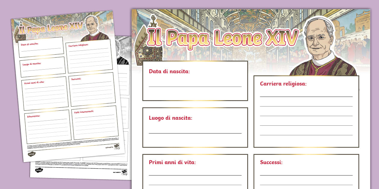 Modello di scheda informativa: Il Papa Leone XIV - Twinkl