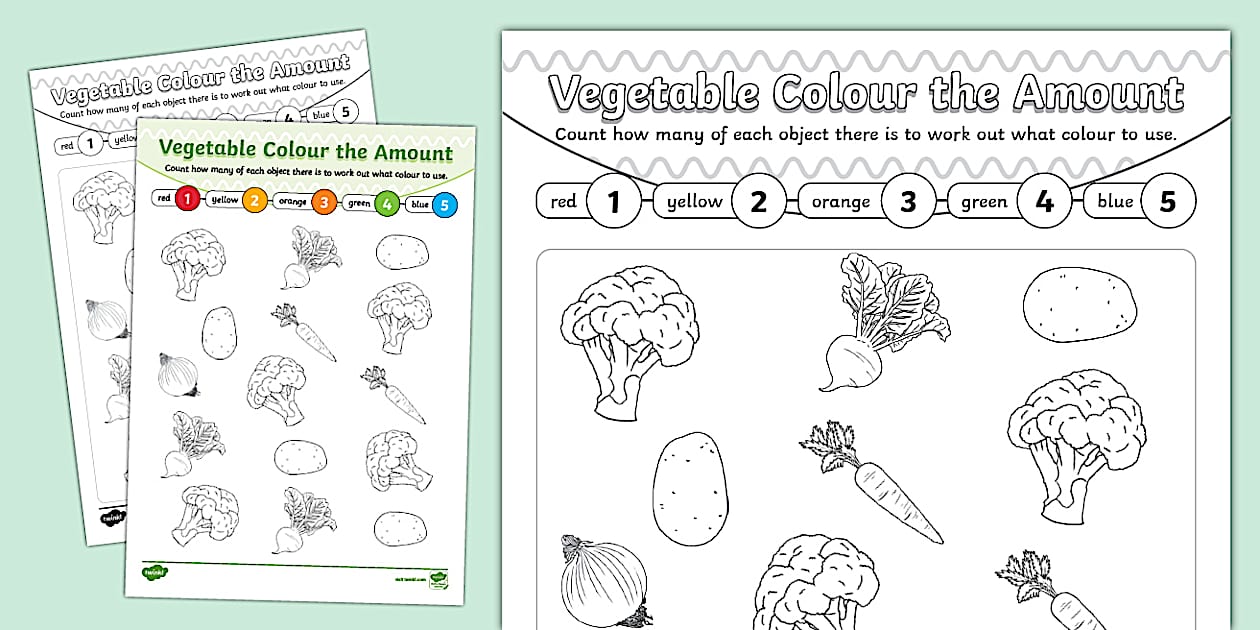 👉 Vegetable Colour the Amount Worksheet (professor feito)