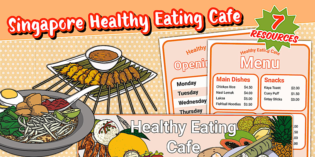 Singapore Healthy Eating Café Role Play Pack for Kids
