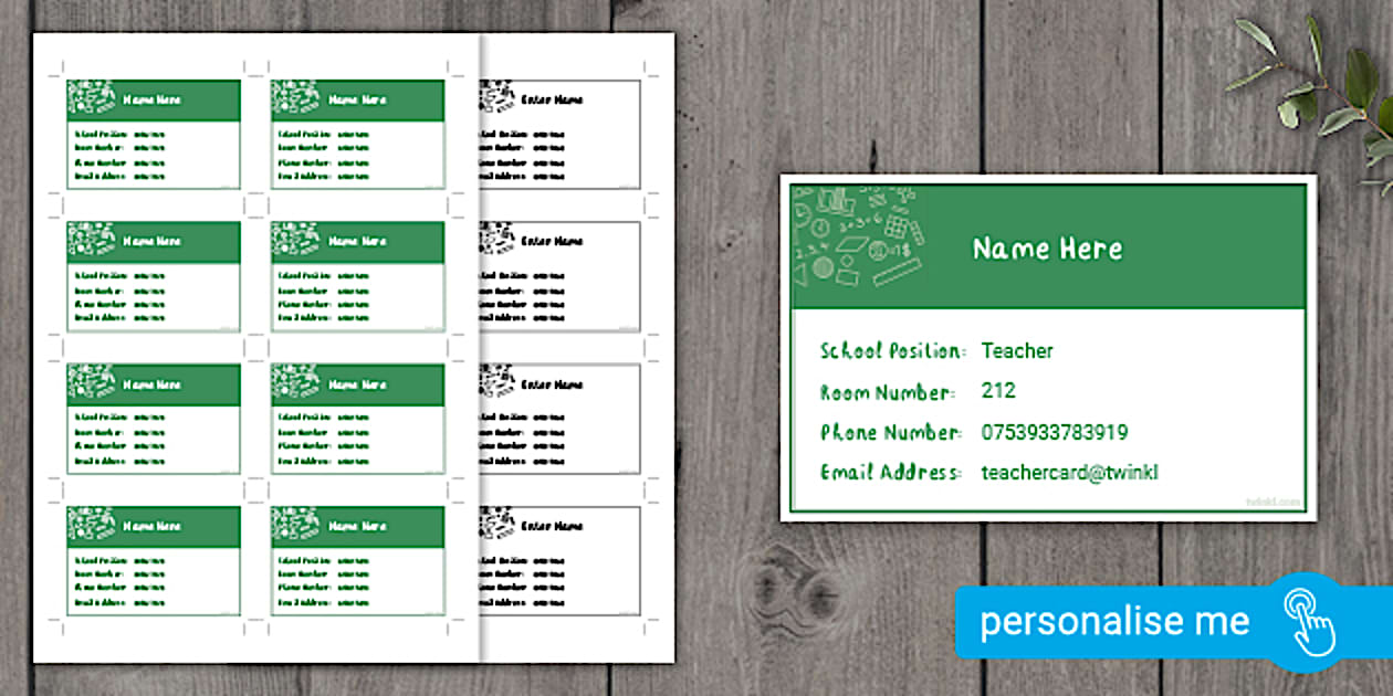 Maths Themed Teacher Contact Cards (teacher made) - Twinkl