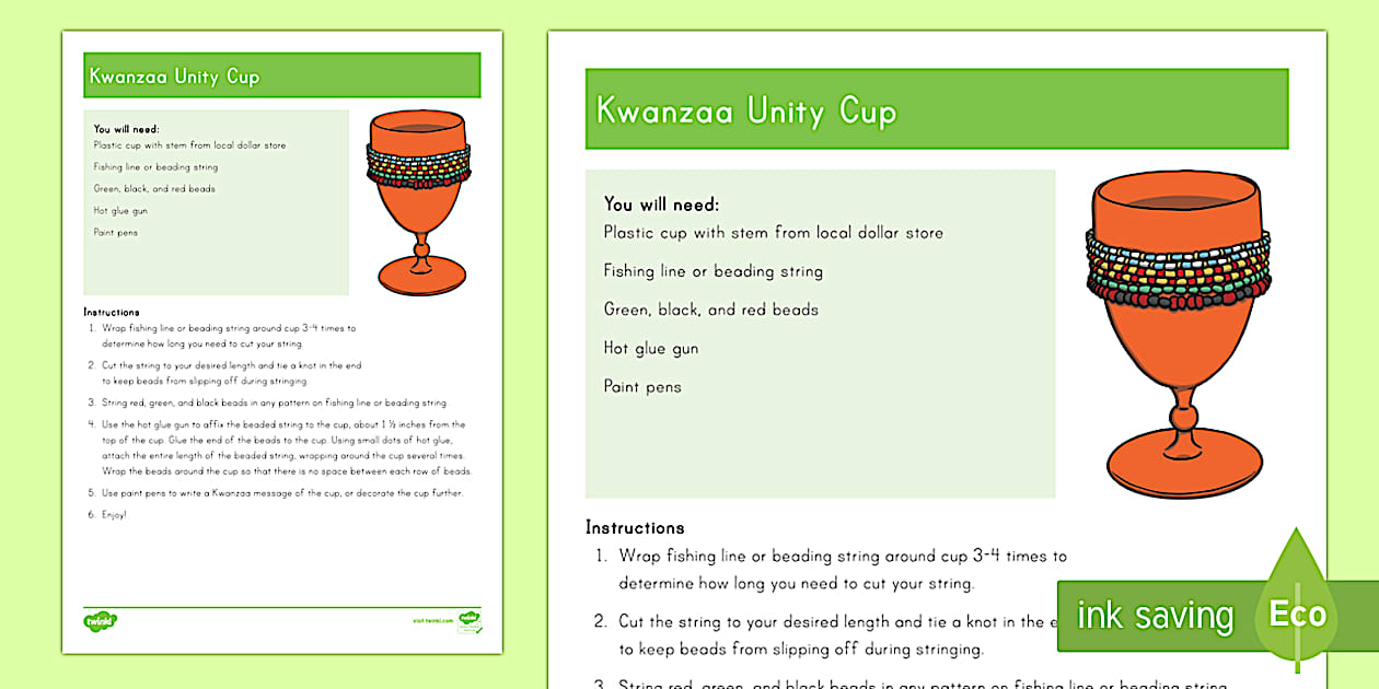 Black and White Kwanzaa Unity Cup Craft Instructions