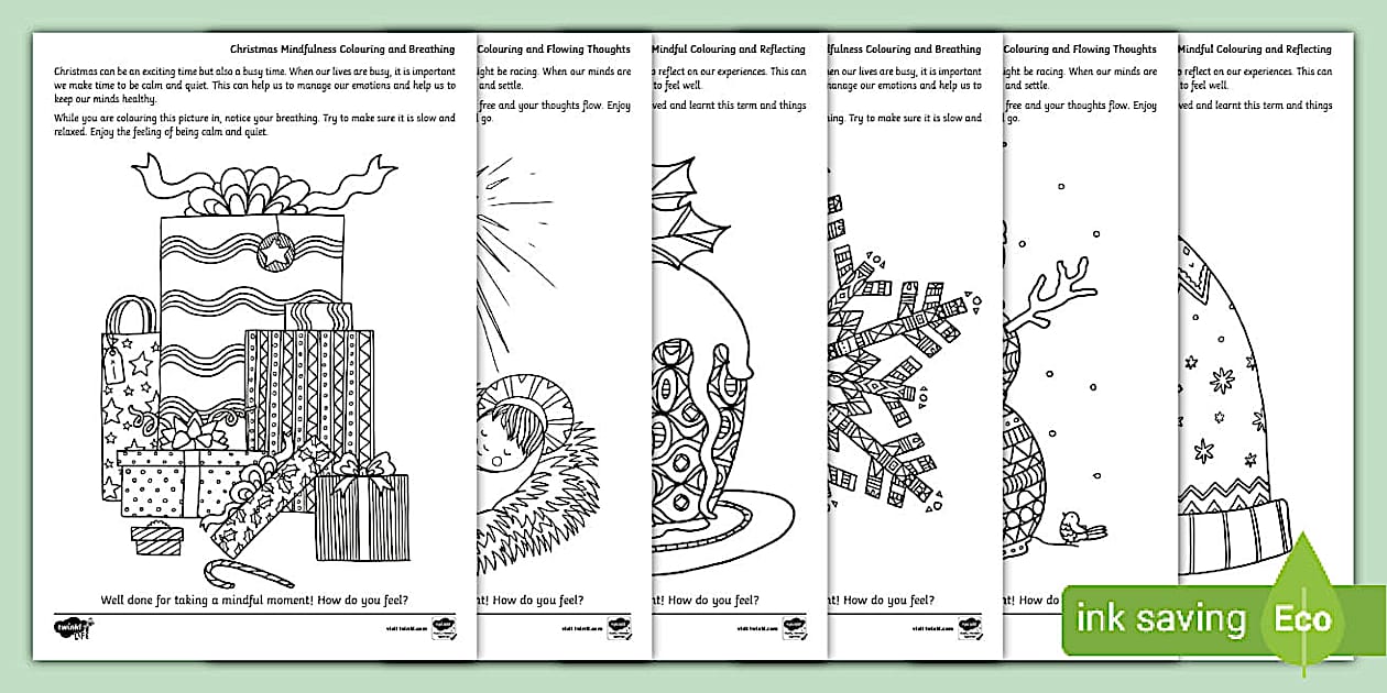 Christmas Wellbeing Colouring Pages | Positive Mental Health