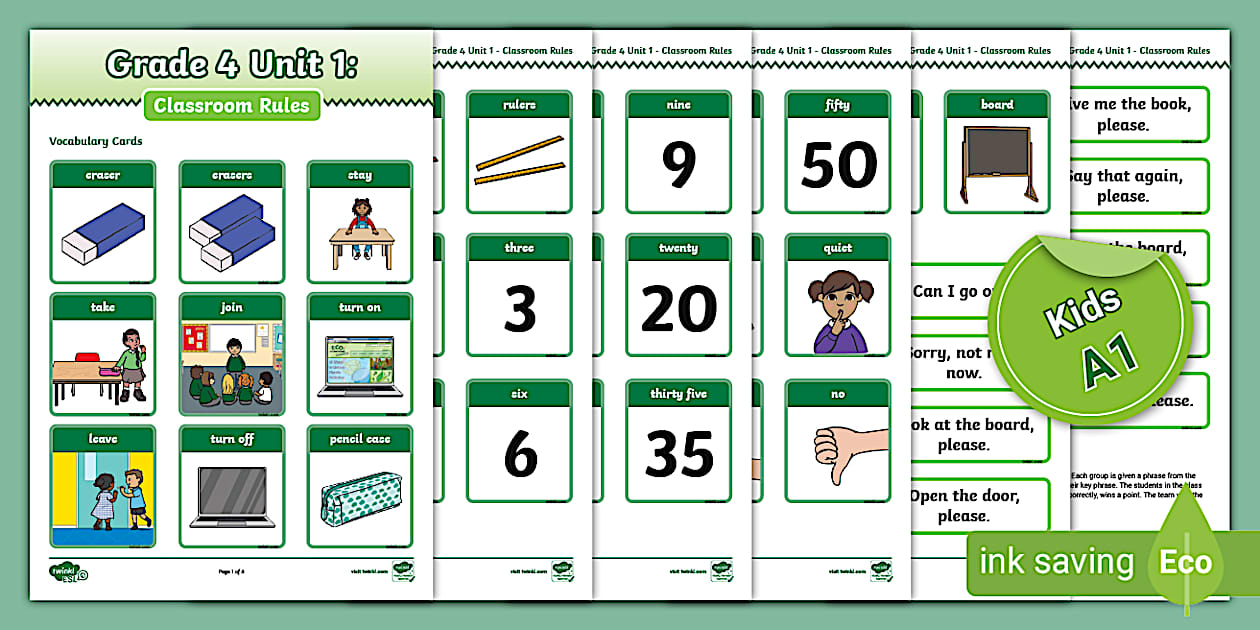 İlkokul Seviyesi İngilizce Kelime Kartları - 4. Sınıf