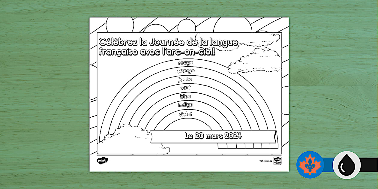 French Language Day: Rainbow Colouring Sheet French - Twinkl