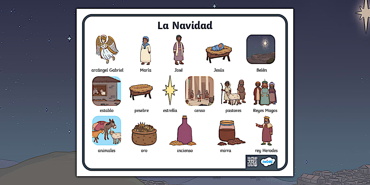 La Navidad - hoja de vocabulario (teacher made) - Twinkl