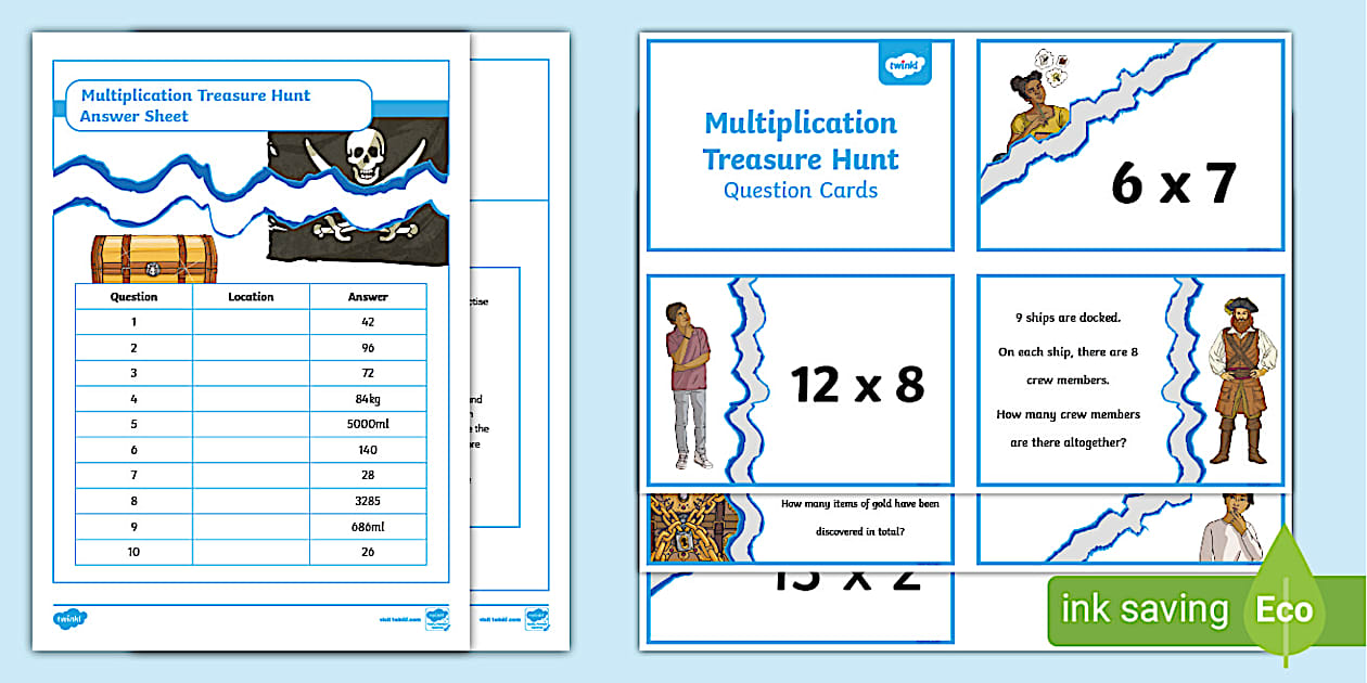 Second Level Multiplication Treasure Hunt (Teacher-Made)