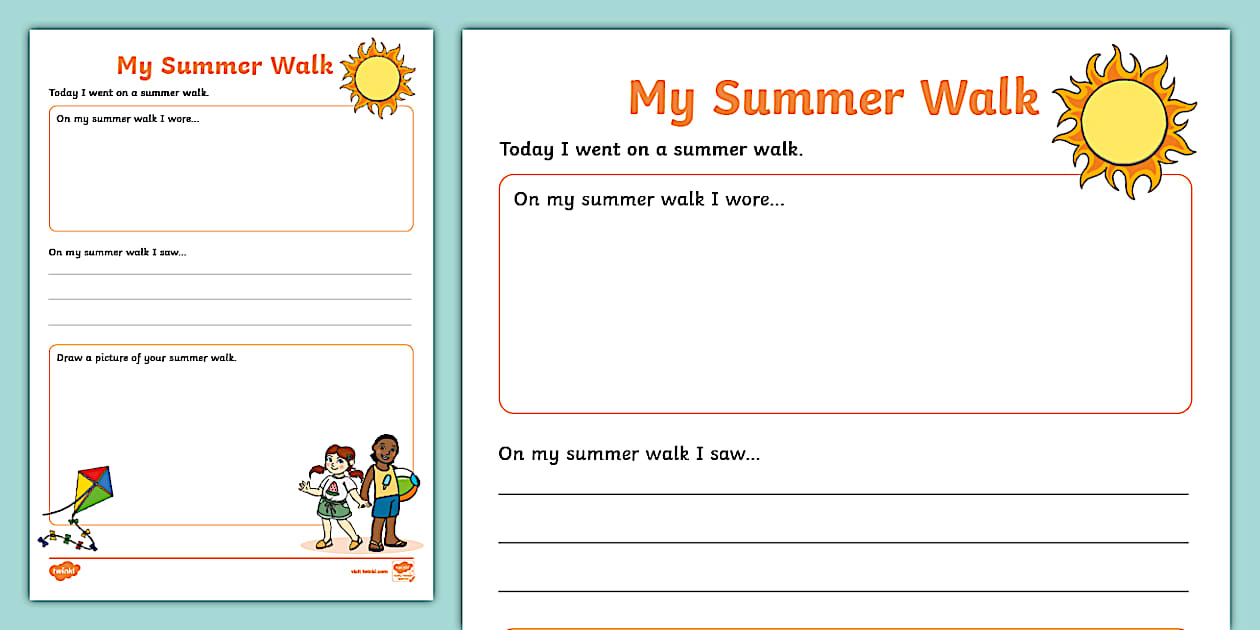 My Summer Walk Writing Activity (teacher made) - Twinkl