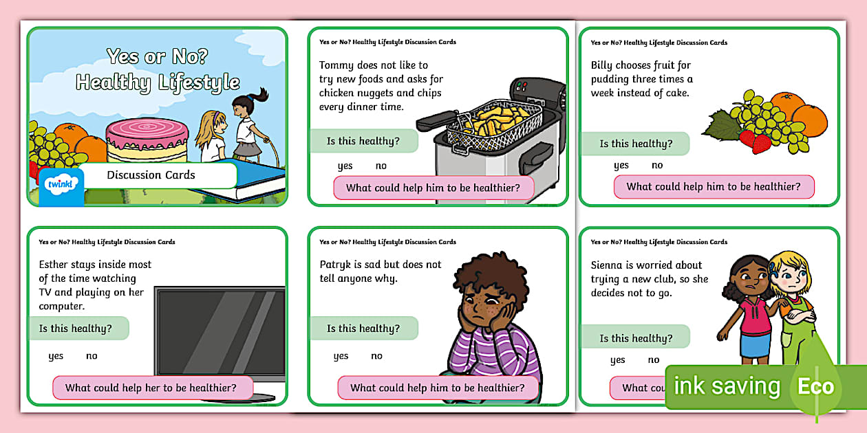 Yes or No? Healthy Lifestyle Discussion Cards (teacher made)