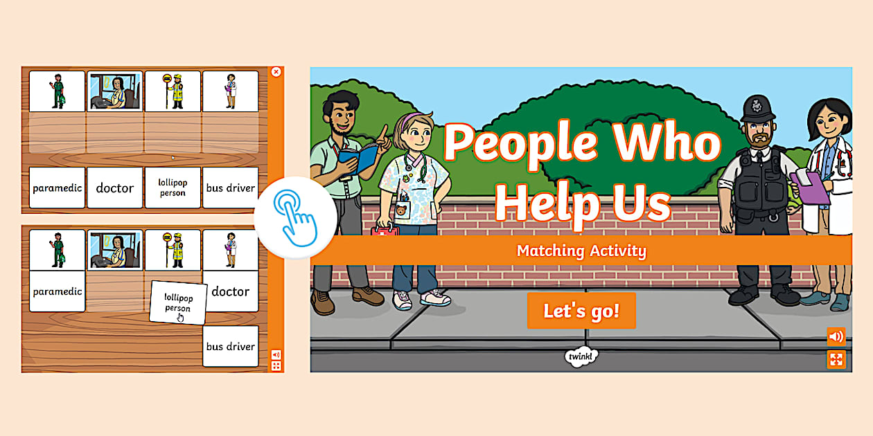 People Who Help Us Interactive Matching Game (teacher made)