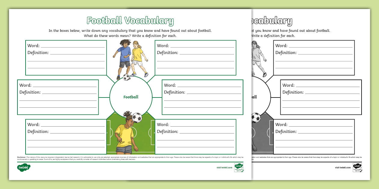 Football Vocabulary Mind Map - Twinkl