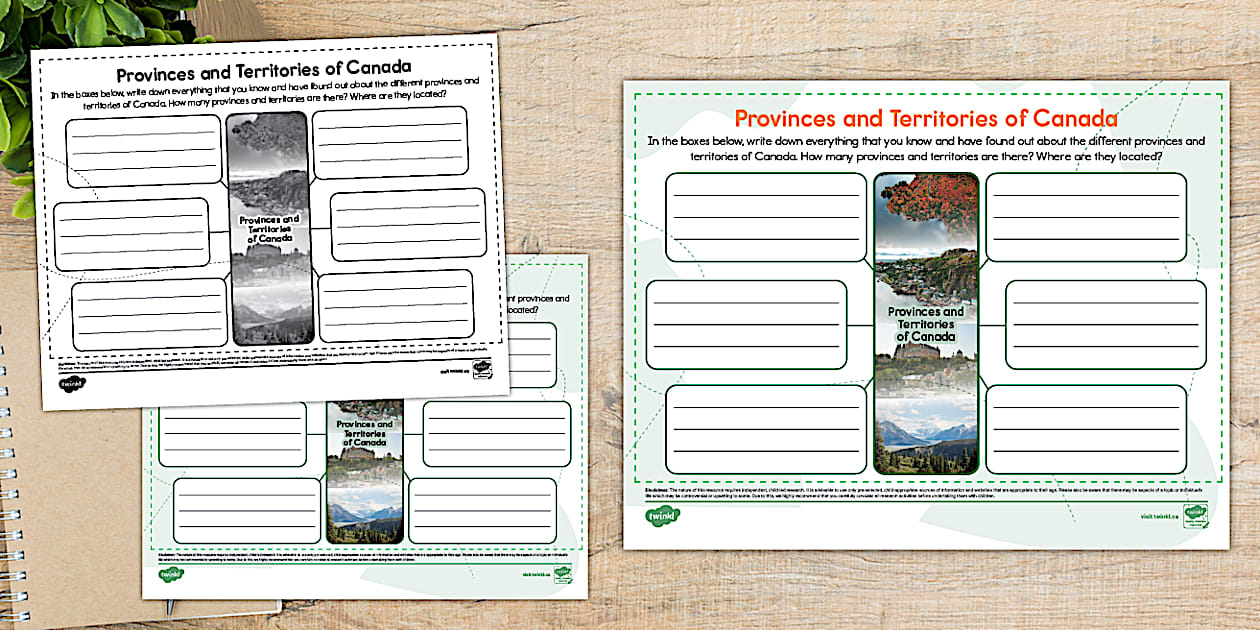 Provinces and Territories of Canada Mind Map - Twinkl