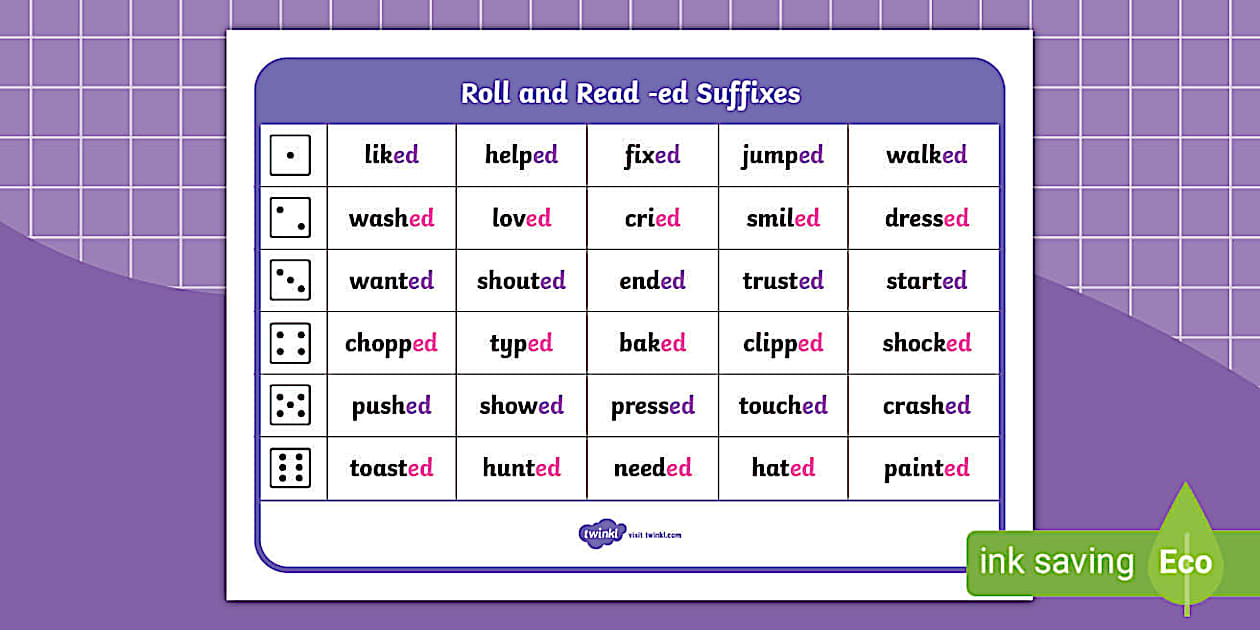Roll and Read -ed Suffixes (Teacher-Made) - Twinkl