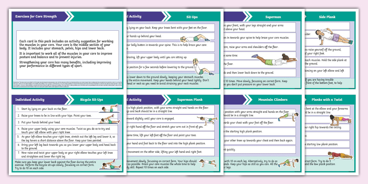 Core Strength Activity Cards - KS2 - PE (Teacher-Made)
