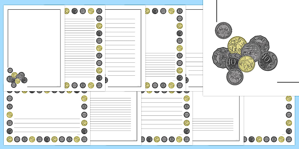 Black and White Australian Coins Page Border Pack - Twinkl