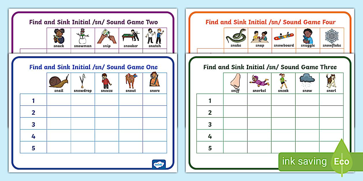 Find and Sink /sn/ Sound Game - KS1 (teacher made) - Twinkl