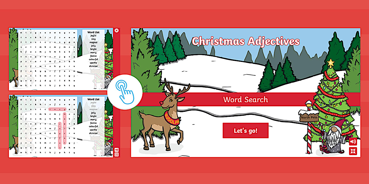 Christmas Adjectives Interactive Word Search - Twinkl
