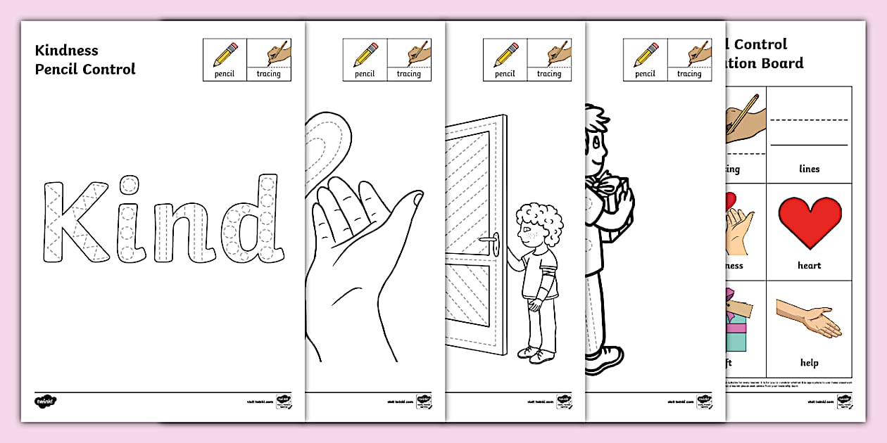 Kindness Pencil Control Activity with Visual Supports