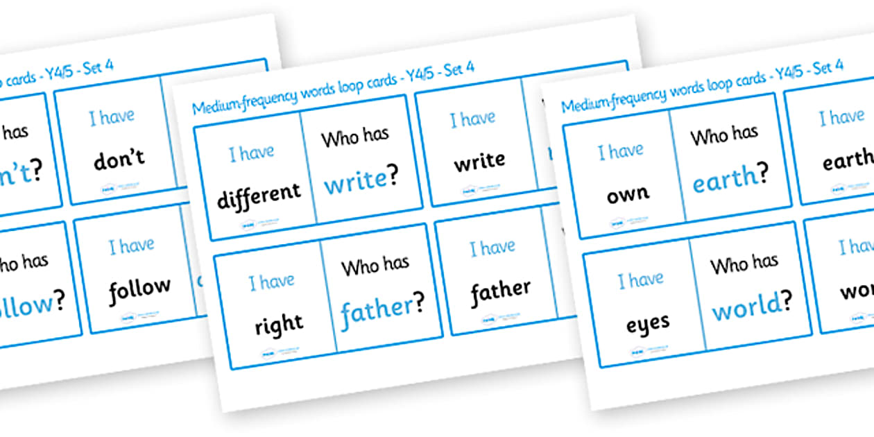 Medium Frequency Words Loop Cards Set 4 (Y4 & Y5)