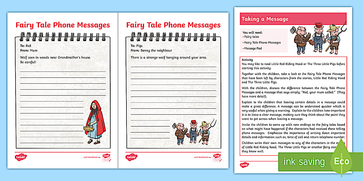 Taking a Message Activity (teacher made) - Twinkl