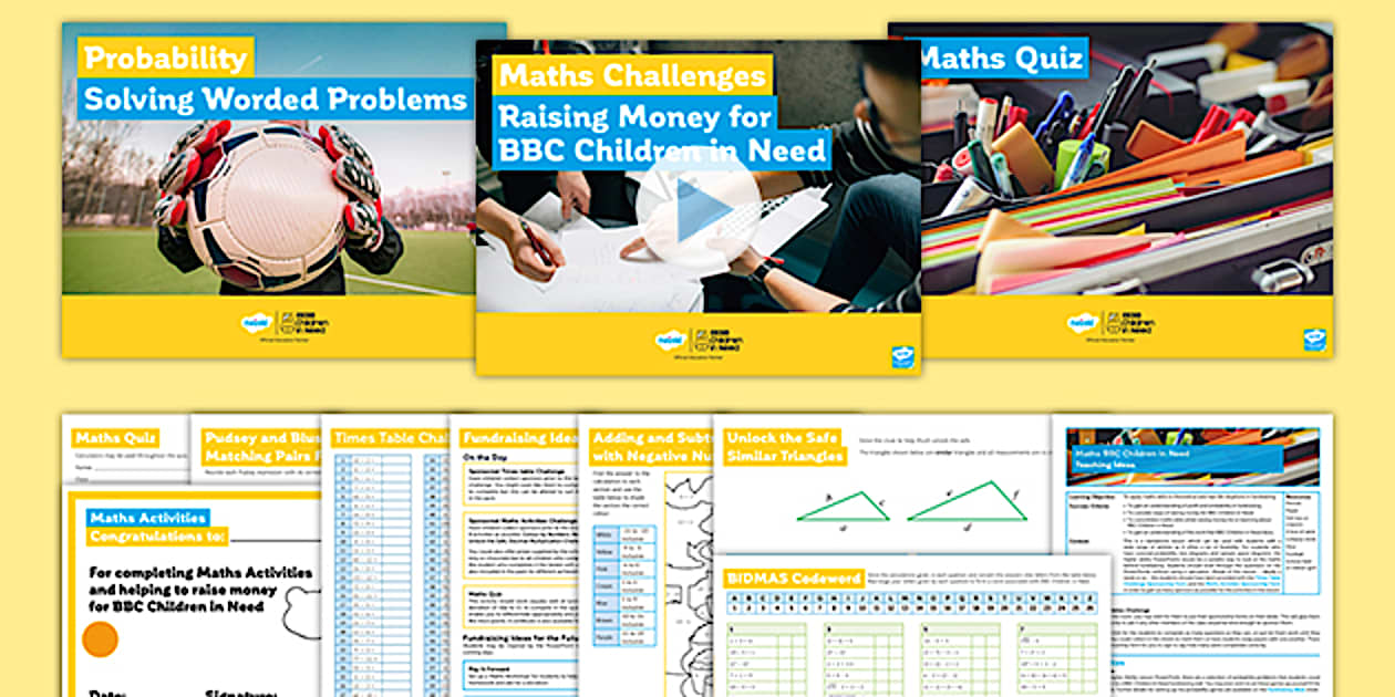 BBC Children in Need - Maths Differentiated Lesson Pack - GCSE