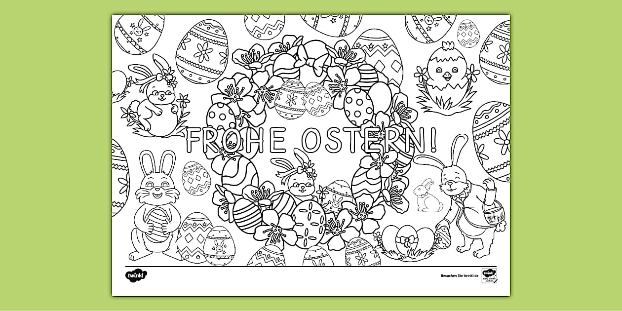 Frohe Ostern - Ausmalbild (Teacher-Made) - Twinkl