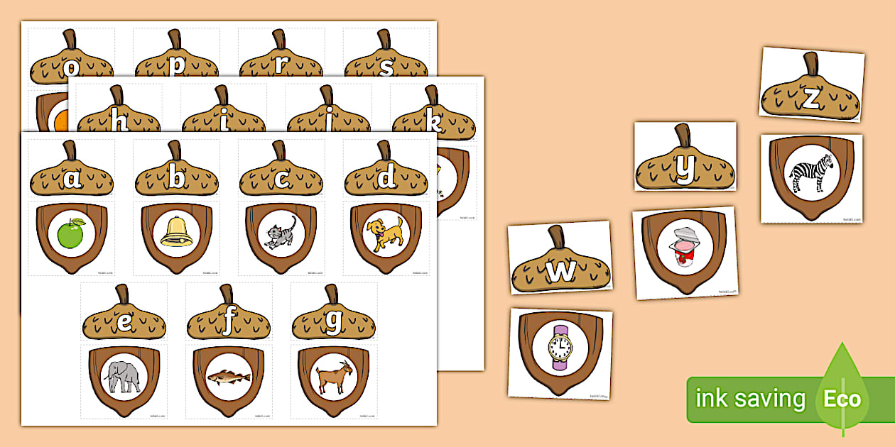 Initial Sounds Alphabet Acorns Matching Activity | Twinkl