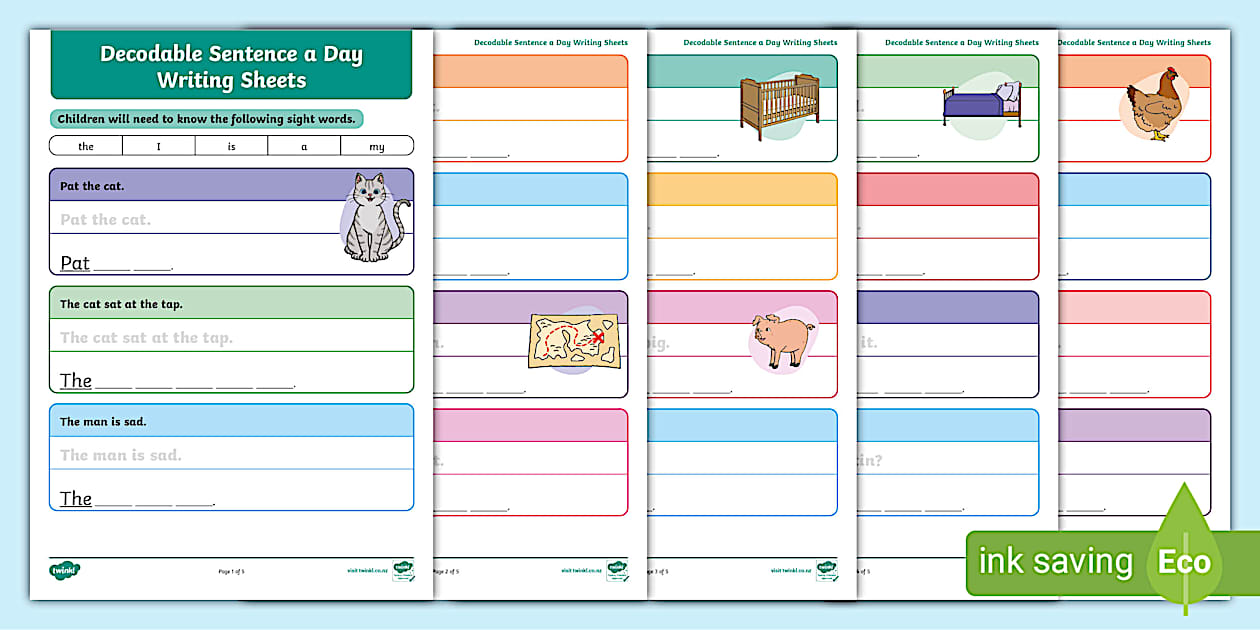 Decodable Sentences Writing Sheets (teacher made) - Twinkl
