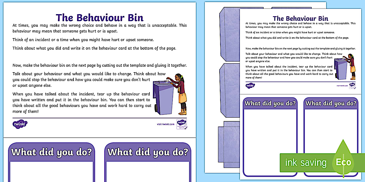 The Behaviour Bin Worksheet - Twinkl