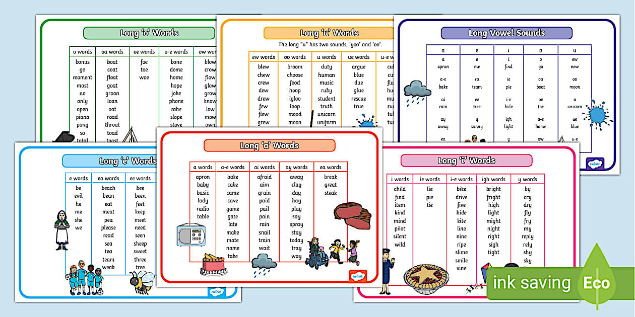 Long Vowel Sound Posters (teacher made) - Twinkl