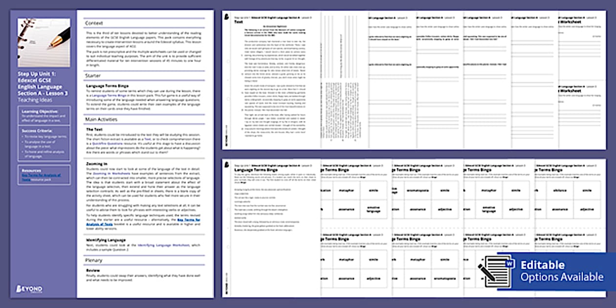 Edexcel English GCSE Revision: Intervention Lesson 3