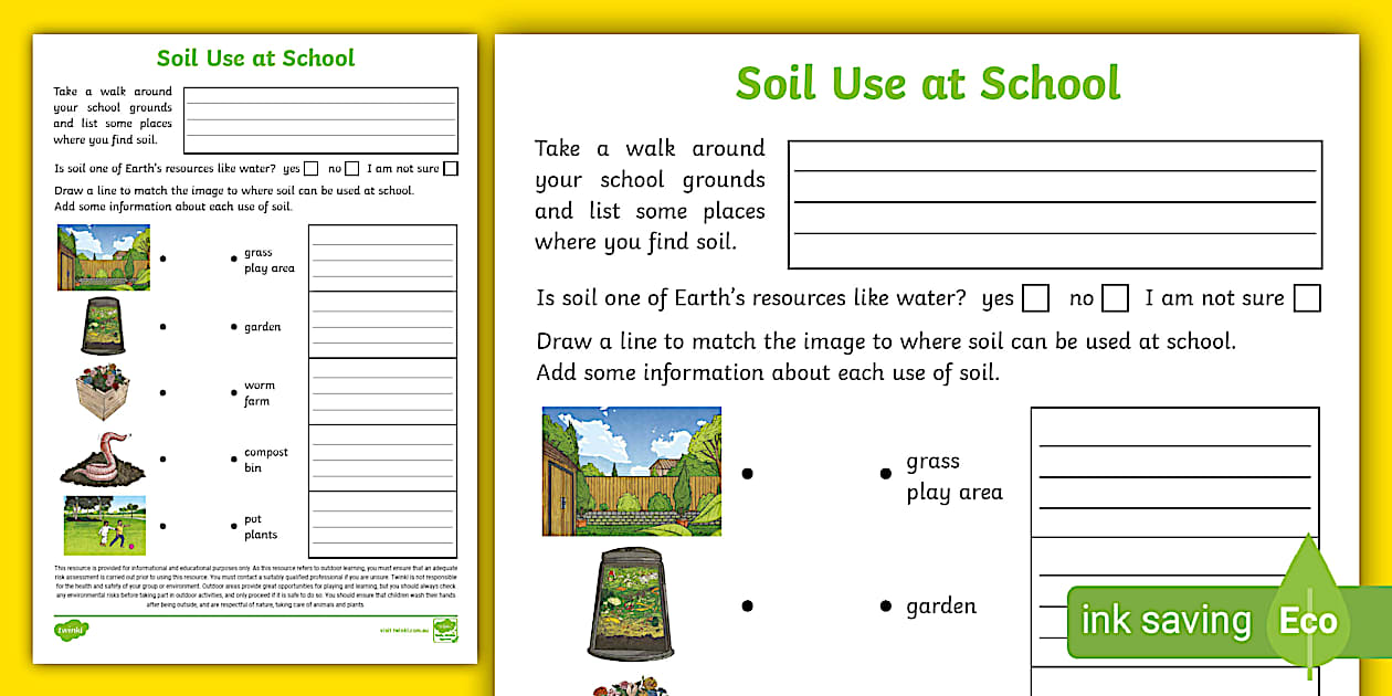 Soil Use at School Years 3-6 Activity Sheet (teacher made)