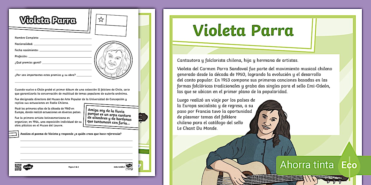 Biografía de Violeta Parra resumida para niños para imprimir