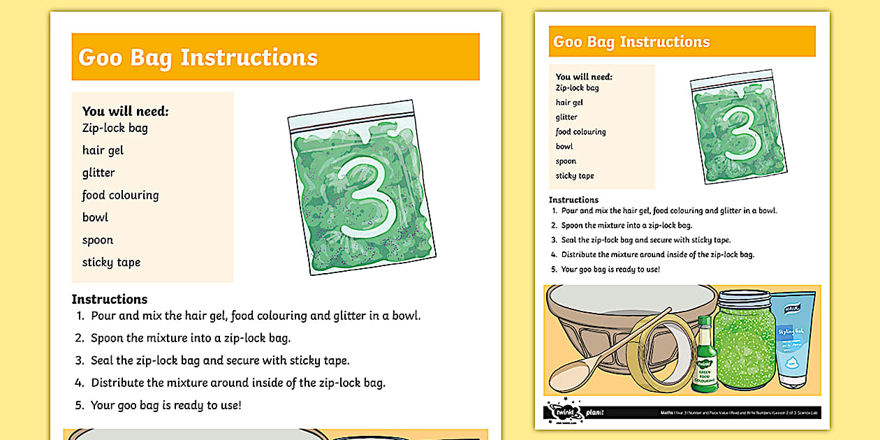 Goo Bag Craft Instructions (teacher made) - Twinkl