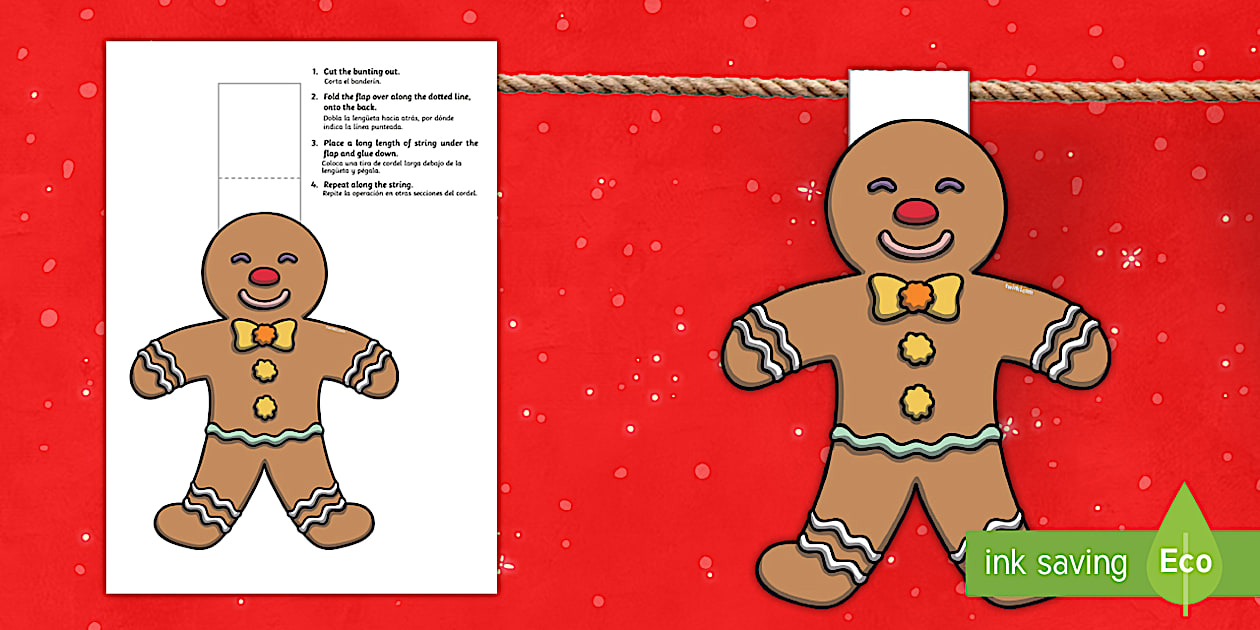 Christmas Gingerbread Man Display Bunting English/Spanish