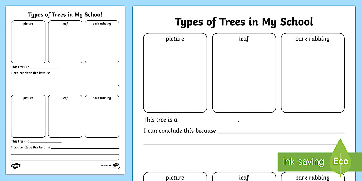 The Trees of My school Worksheet / Worksheet - ROI- National Tree Week 5th