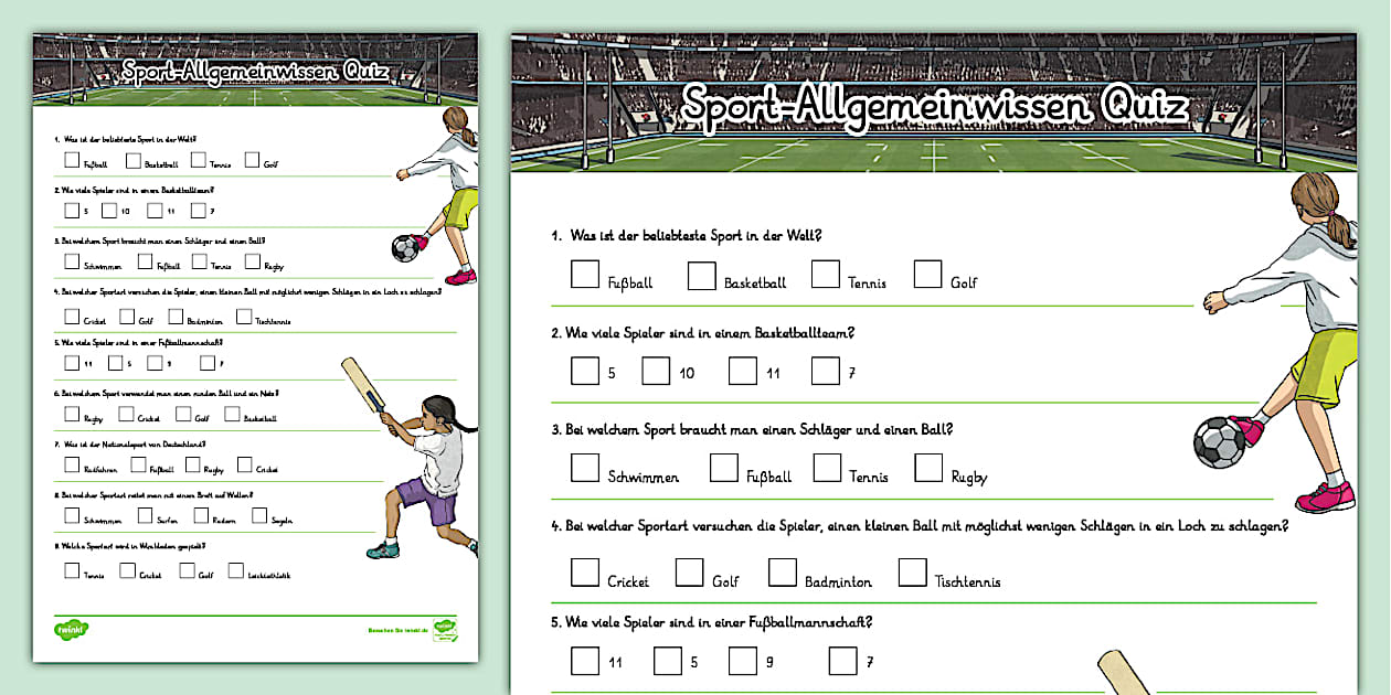 Sport-Allgemeinwissen Quiz (teacher made) - Twinkl